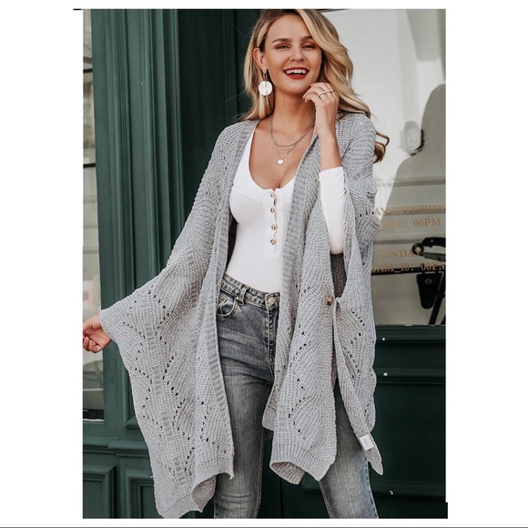 Haute Ellie | Sweaters | Marta Crochet Knit Ruana Sweater Cardigan ...